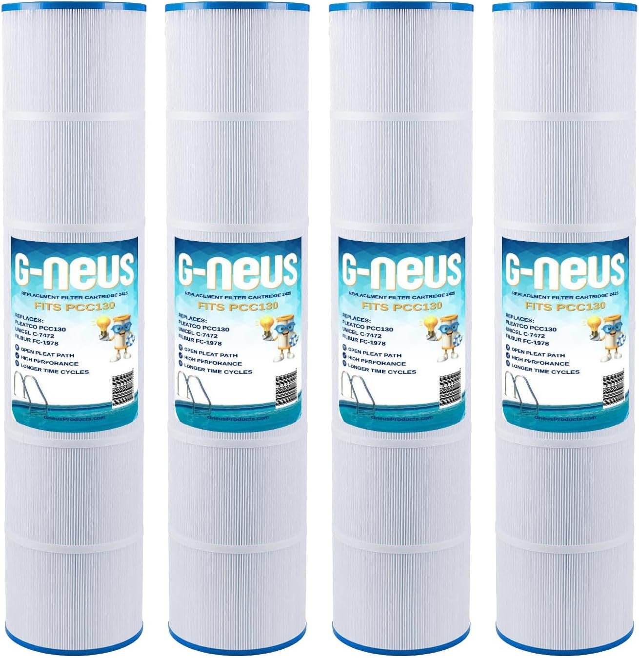 G-NEUS Pool & Spa Filter | Replaces Pleatco PCC130-PAK4, Unicel C-7472, Filbur FC-1978, Pentair ...